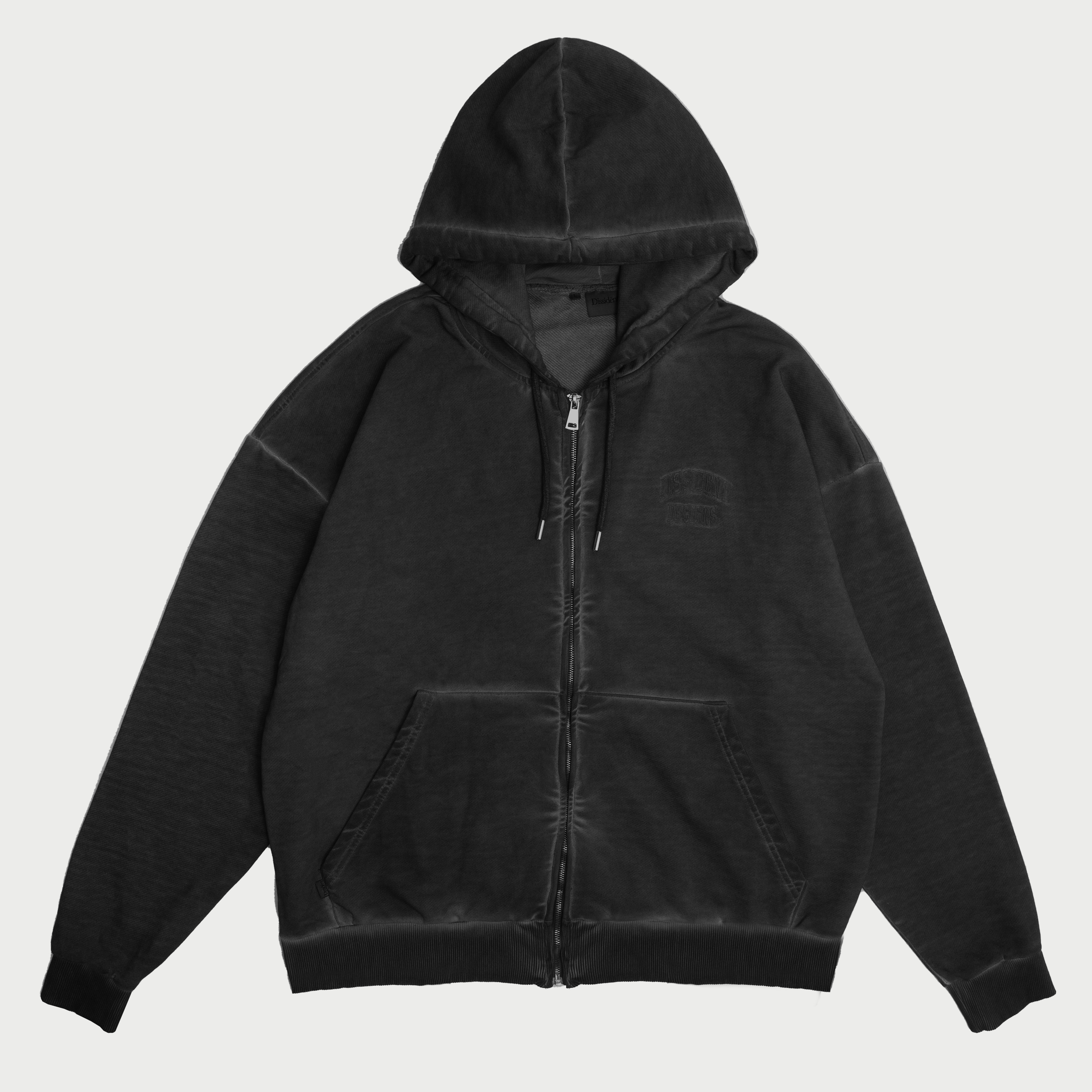 Dissident Brand | DDesigns Aged Wash Zip Hoodie in Asphalt